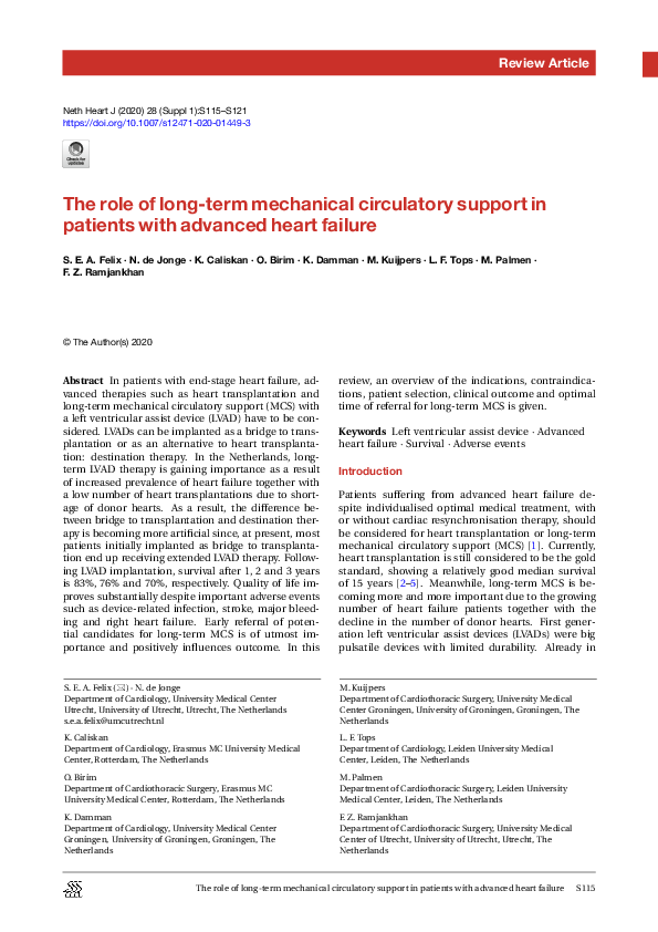 (PDF) Role of long‐term mechanical circulatory support in patients with advanced heart failure