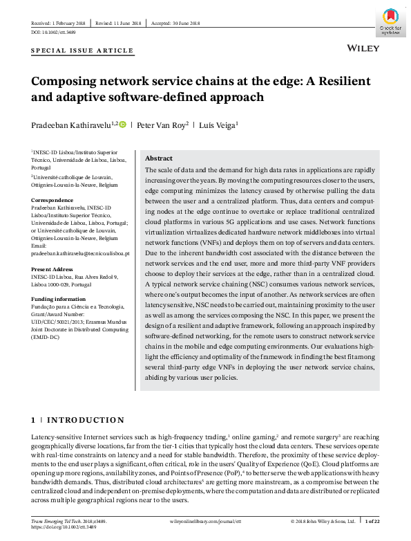 (PDF) Composing network service chains at the edge: A Resilient and adaptive software-defined ...