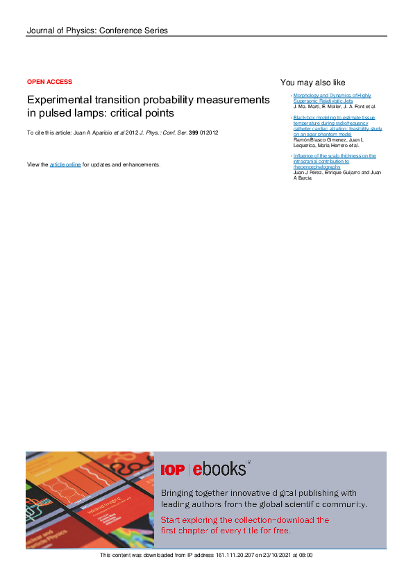 (PDF) Experimental transition probability measurements in pulsed lamps ...