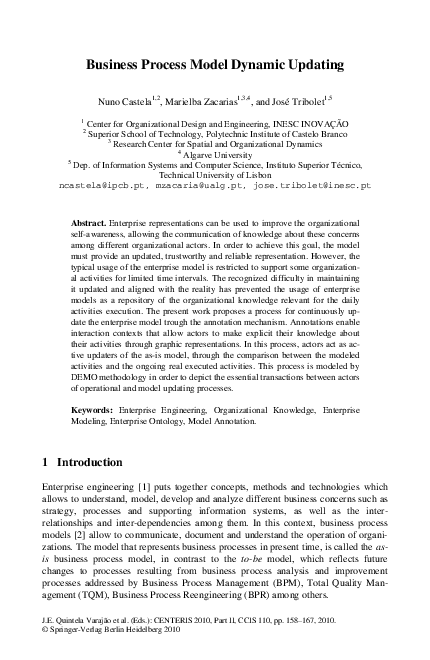 (PDF) Business Process Model Dynamic Updating
