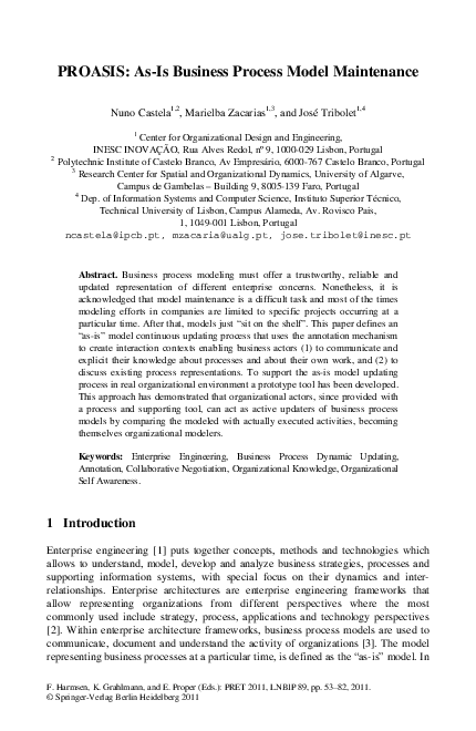 (PDF) PROASIS: As-Is Business Process Model Maintenance