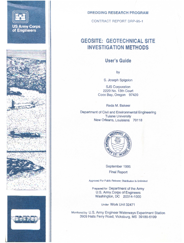 (PDF) GEOSITE : Geotechnical Site Investigation Methods User's Guide