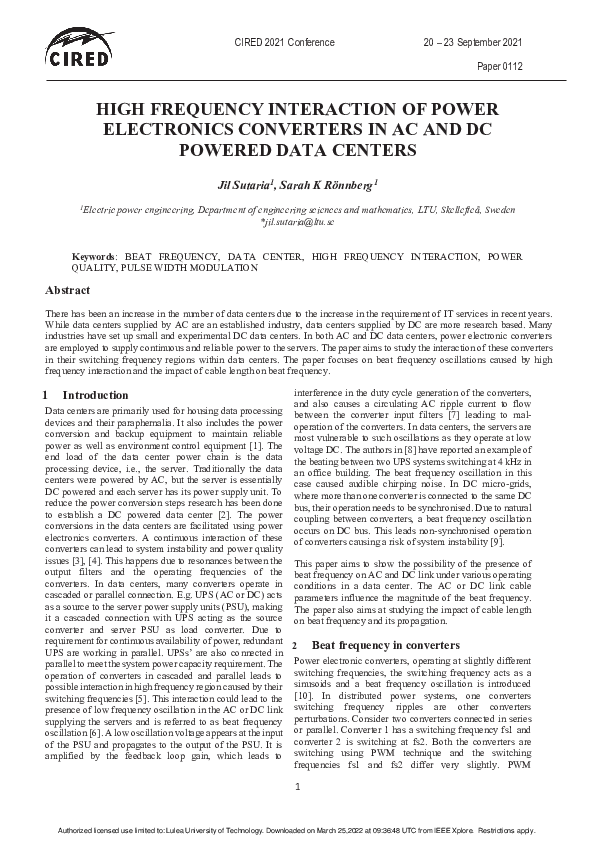 (PDF) High Frequency Interaction of Power Electronics Converters in Ac ...