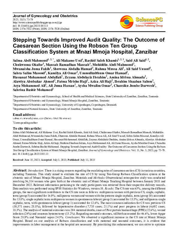 (PDF) Stepping Towards Improved Audit Quality: The Outcome of Caesarean ...