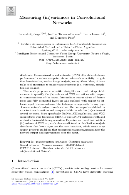 (PDF) Measuring (in)variances in Convolutional Networks