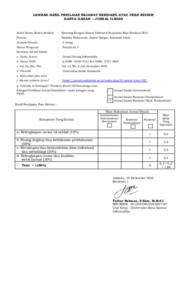 Pdf Rancang Bangun Sistem Informasi Penjualan Baju Berbasis Web