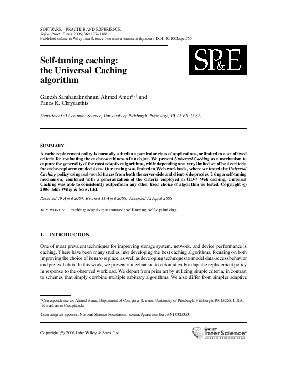 Pdf Self‐tuning Caching The Universal Caching Algorithm