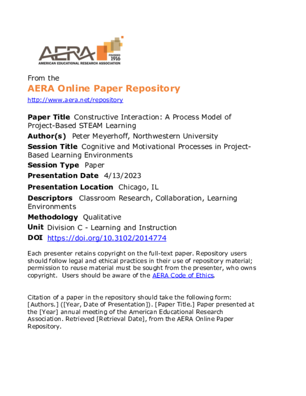 (PDF) Constructive Interaction: A Process Model of Project-Based STEAM ...