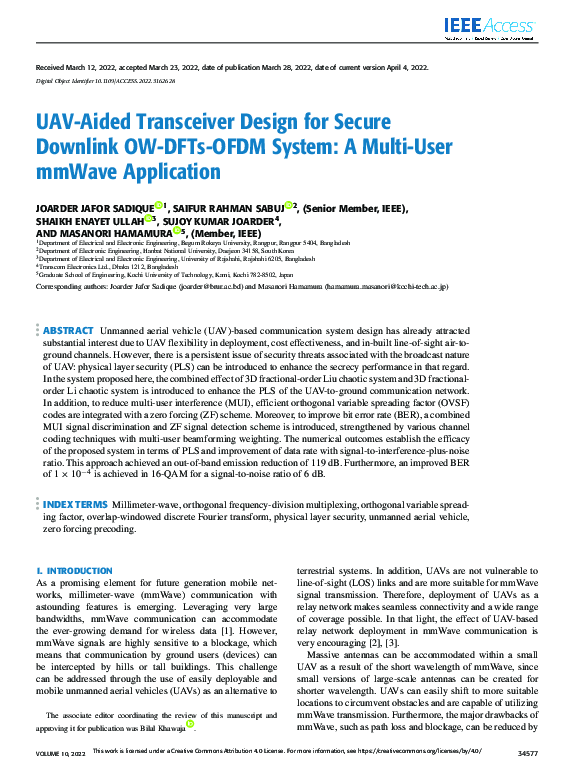 Pdf Uav Aided Transceiver Design For Secure Downlink Ow Dfts Ofdm System A Multi User Mmwave 