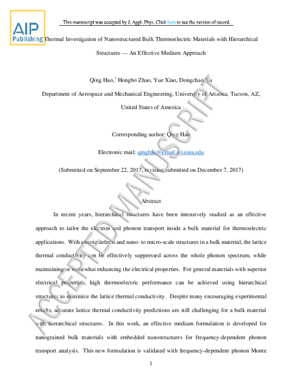 (PDF) Thermal investigation of nanostructured bulk thermoelectric ...