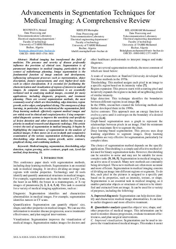 (PDF) Advancements in Segmentation Techniques for Medical Imaging: A ...
