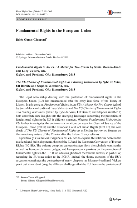 (PDF) Fundamental Rights in the European Union