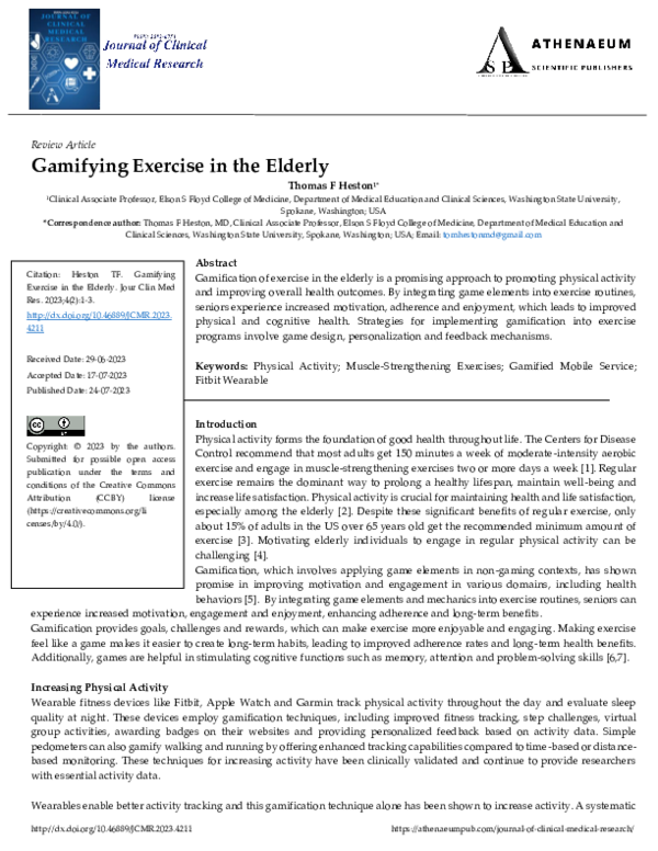 (PDF) Gamifying Exercise in the Elderly
