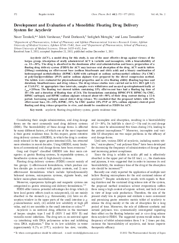 (PDF) Development and Evaluation of a Monolithic Floating Drug Delivery ...