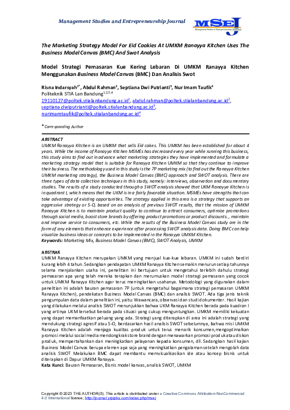 (PDF) Model Strategi Pemasaran Kue Kering Lebaran Di UMKM Ranayya ...