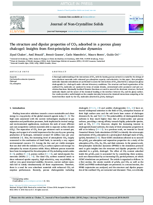 (PDF) The structure and dipolar properties of CO2 adsorbed in a porous glassy chalcogel ...