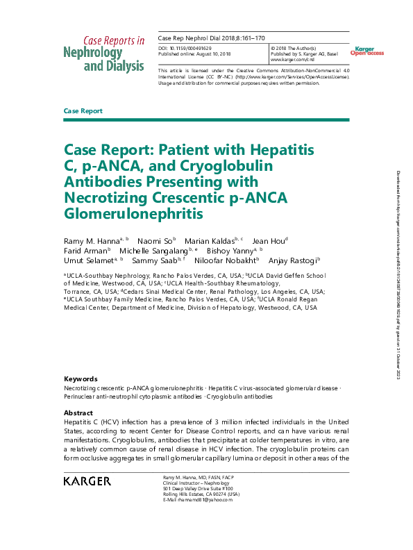 (PDF) Case Report: Patient with Hepatitis C, p-ANCA, and Cryoglobulin ...