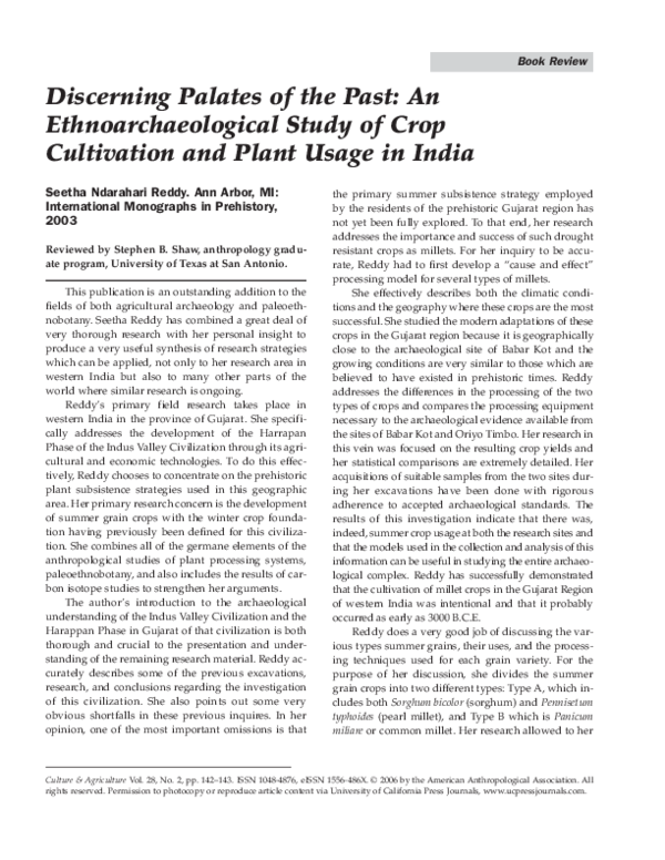 (PDF) Discerning Palates of the Past: An Ethnoarchaeological Study of ...