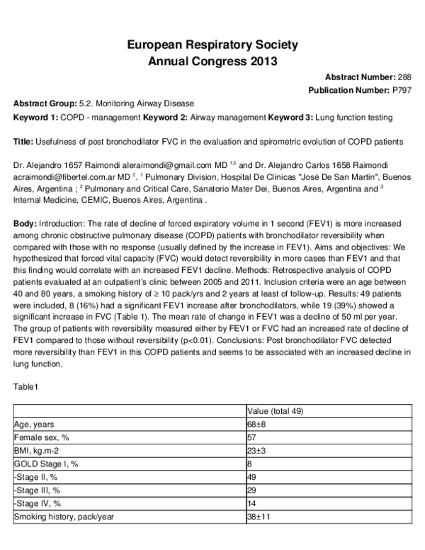 (PDF) Usefulness of post bronchodilator FVC in the evaluation and ...