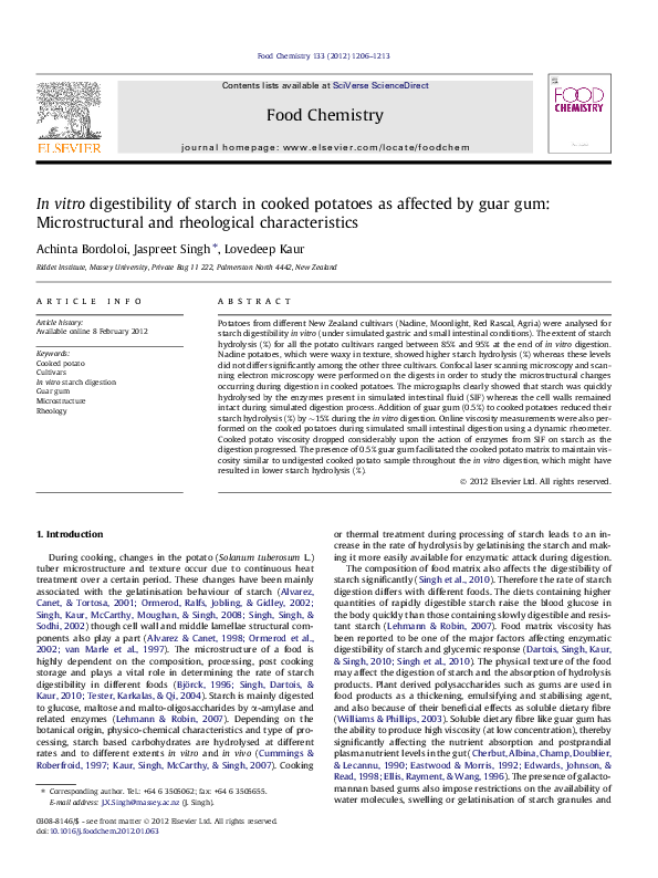 (PDF) In vitro digestibility of starch in cooked potatoes as affected by guar gum ...