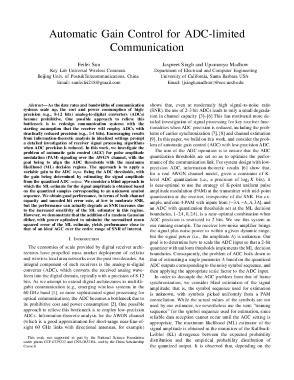 (PDF) Automatic Gain Control for ADC-Limited Communication