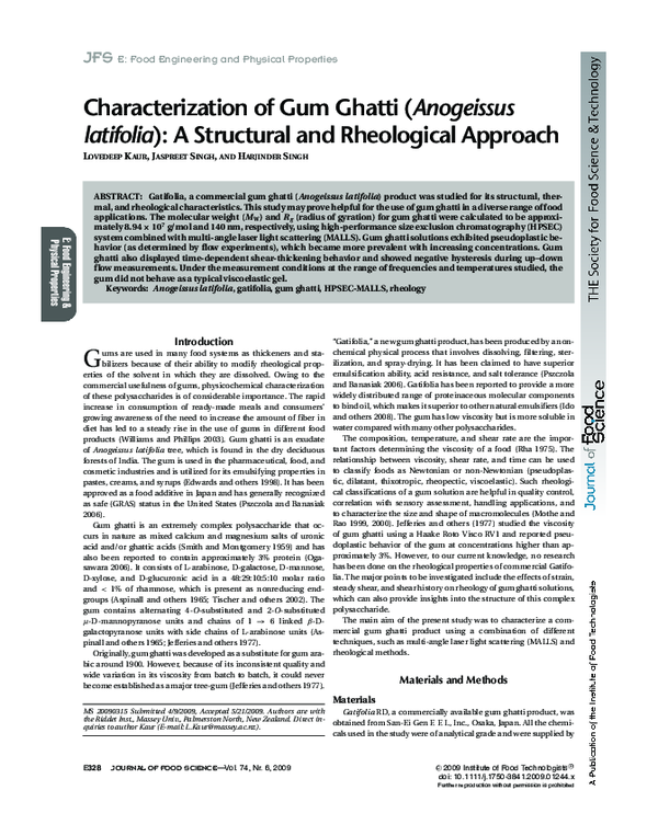 (PDF) Characterization of Gum Ghatti (Anogeissus latifolia): A ...
