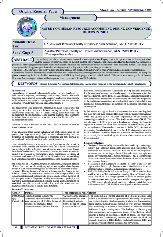 (PDF) A STUDY ON HUMAN RESOURCE ACCOUNTING DURING CONVERGENCE OF IFRS ...