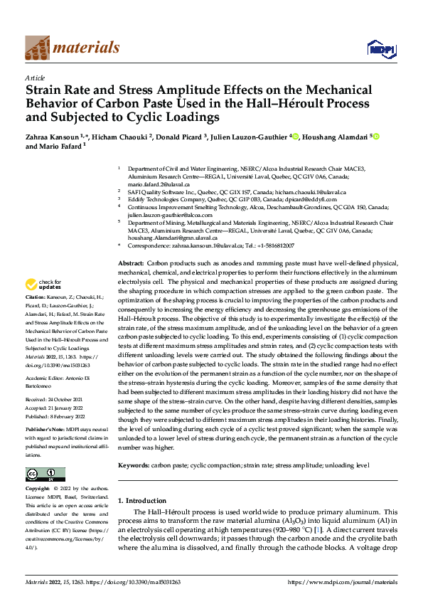 (PDF) Strain Rate and Stress Amplitude Effects on the Mechanical Behavior of Carbon Paste Used ...