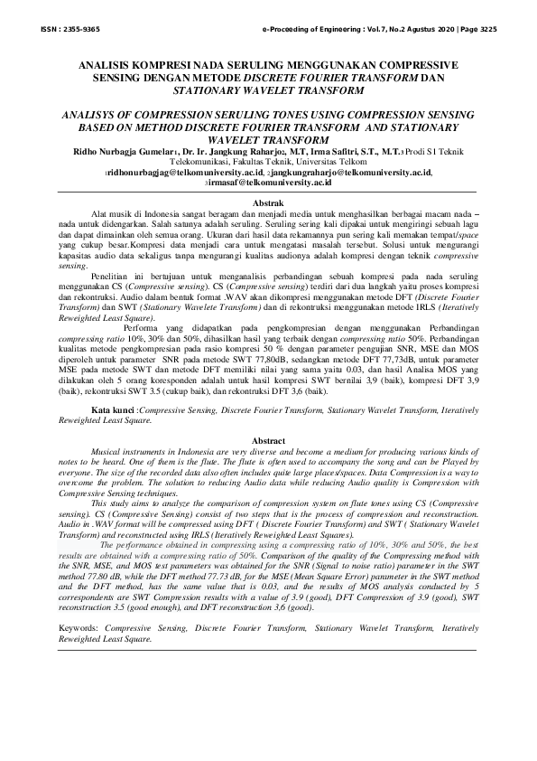 (PDF) Analisis Kompresi Nada Seruling Menggunakan Compressive Sensing Dengan Metode Discrete ...