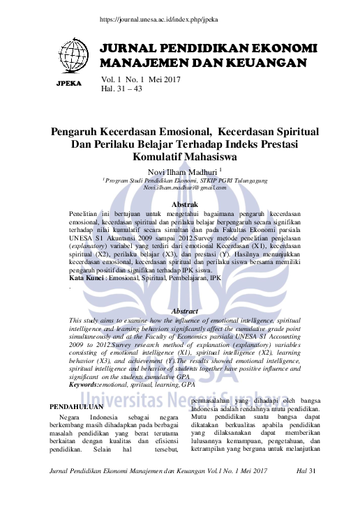 (PDF) Pengaruh Kecerdasan Emosional, Kecerdasan Spiritual Dan Perilaku ...