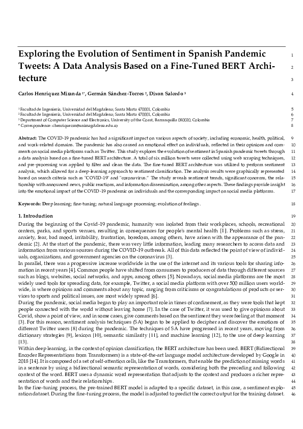 (PDF) Exploring the Evolution of Sentiment in Spanish Pandemic Tweets: A Data Analysis Based on ...