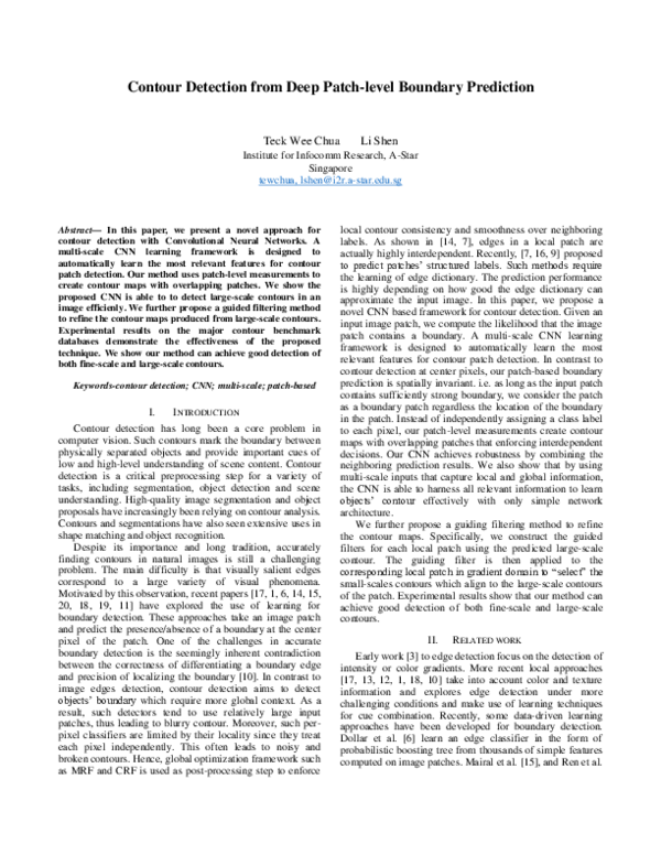 (PDF) Contour detection from deep patch-level boundary prediction