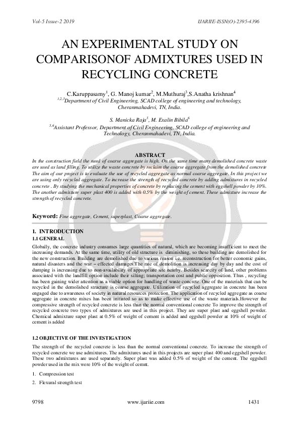 (PDF) An experimental Comparison of admixtures used in recycling of ...