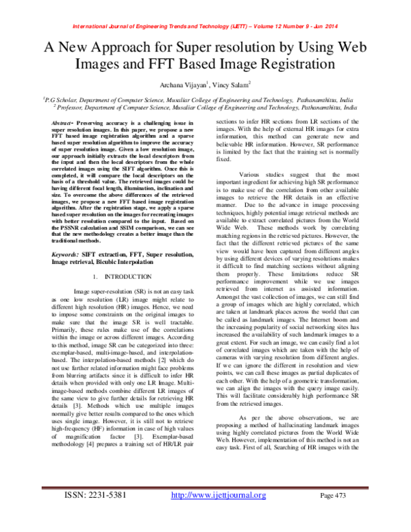 Pdf A New Approach For Super Resolution By Using Web Images And Fft Based Image Registration