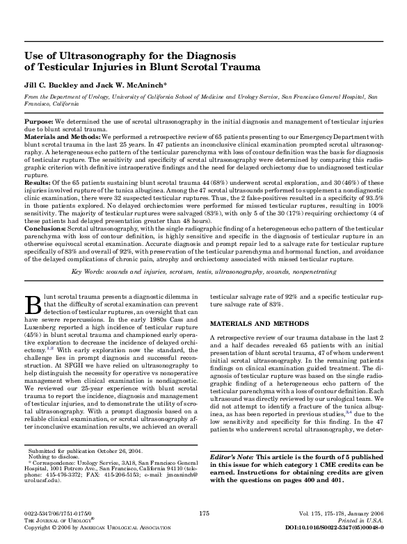(PDF) Use of Ultrasonography for the Diagnosis of Testicular Injuries ...