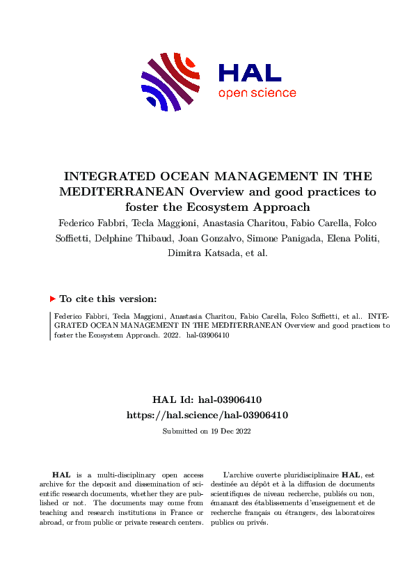 (PDF) INTEGRATED OCEAN MANAGEMENT IN THE MEDITERRANEAN Overview and ...