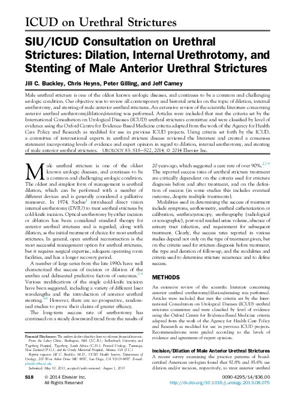 (PDF) SIU/ICUD Consultation on Urethral Strictures: Dilation, Internal ...