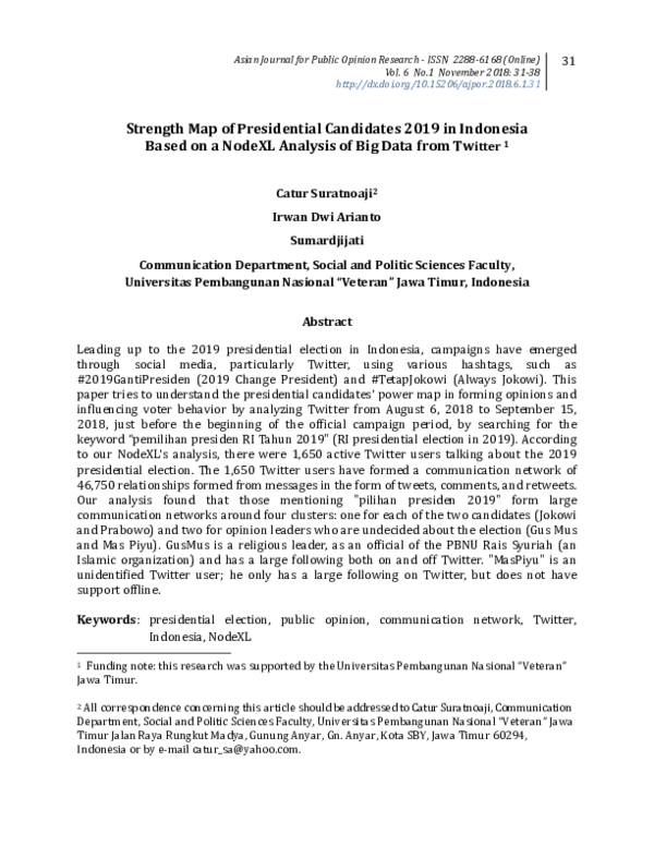 (PDF) Strength Map of Presidential Candidates 2019 in Indonesia Based ...