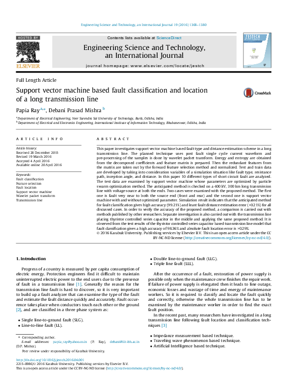 (PDF) Support vector machine based fault classification and location of a long transmission line