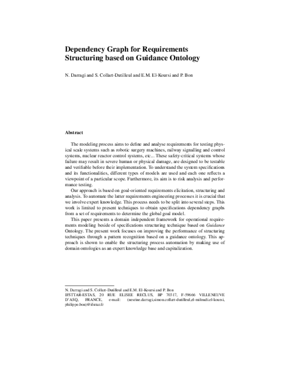 (PDF) Dependency Graph for Requirements Structuring based on Guidance Ontology