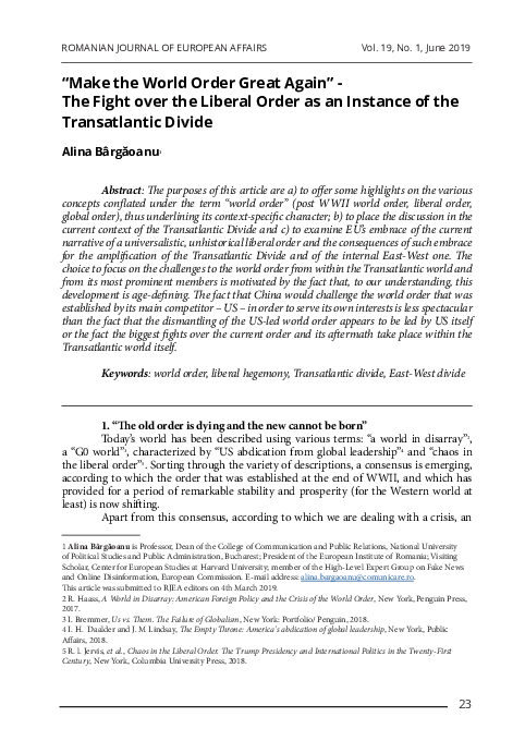 (PDF) Make the World Order Great Again" – The Fight over the Liberal ...