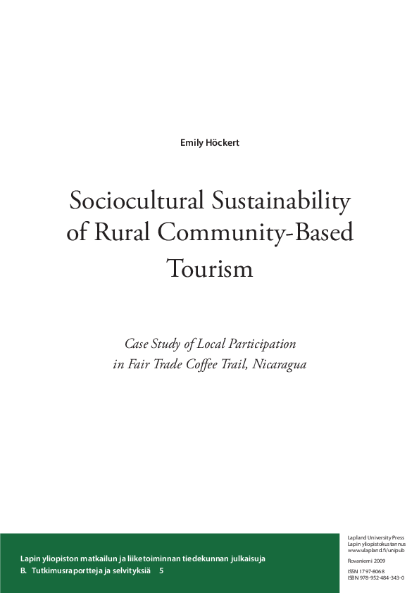 (PDF) Sociocultural sustainability of rural community-based tourism ...