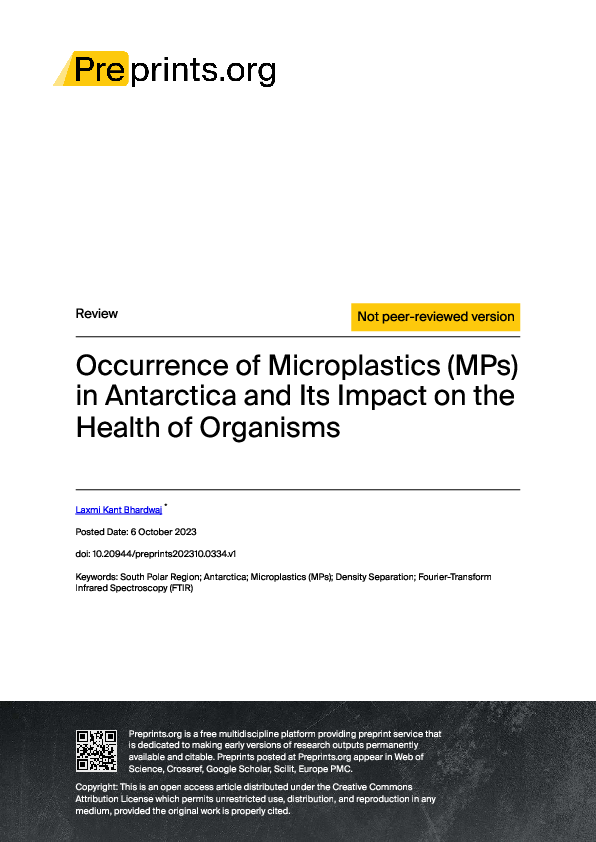 Pdf Occurrence Of Microplastics Mps In Antarctica And Its Impact On