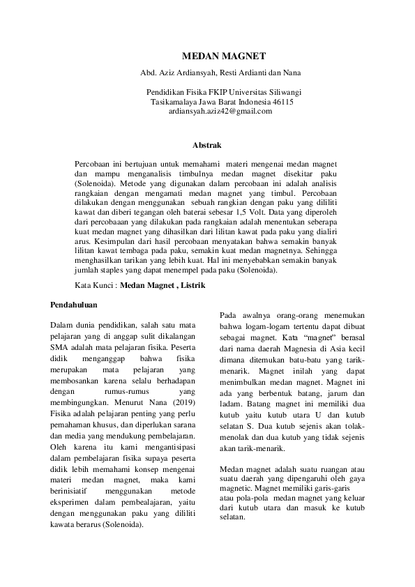(PDF) Medan Magnet pada Solenoida
