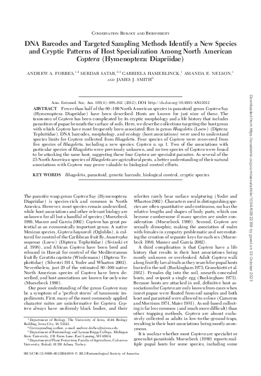 (PDF) DNA Barcodes and Targeted Sampling Methods Identify a New Species ...