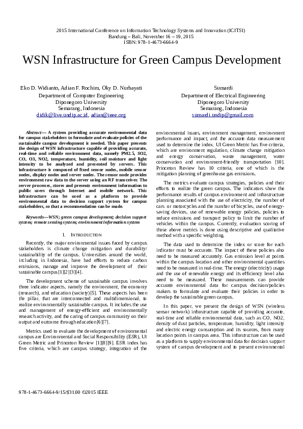 (PDF) WSN infrastructure for green campus development