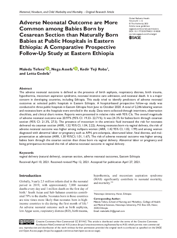 (PDF) Adverse Neonatal Outcome are More Common among Babies Born by ...