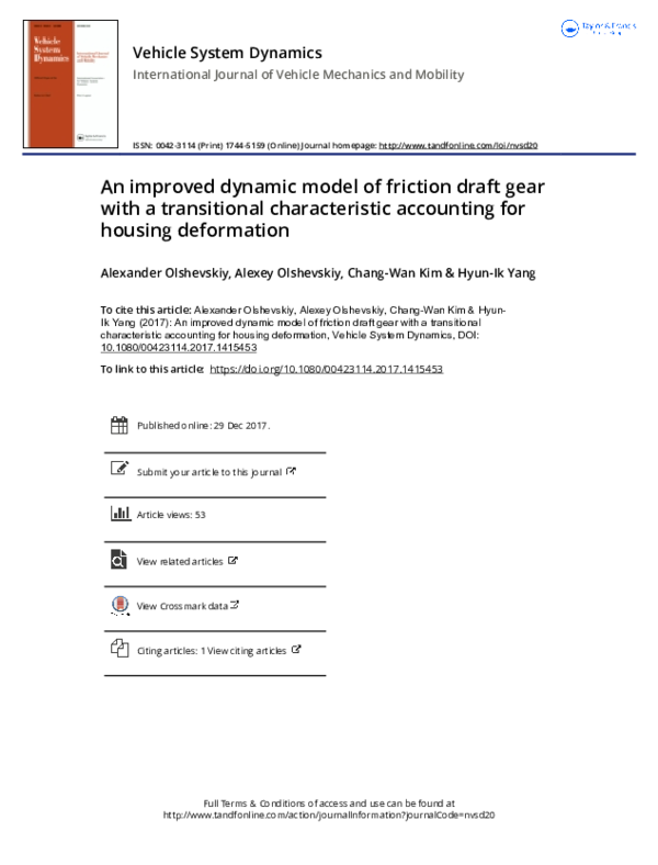 (PDF) An improved dynamic model of friction draft gear with a transitional characteristic ...