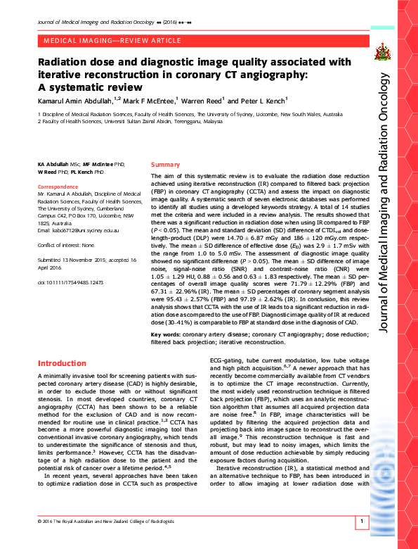 Pdf Radiation Dose And Diagnostic Image Quality Associated With Iterative Reconstruction In