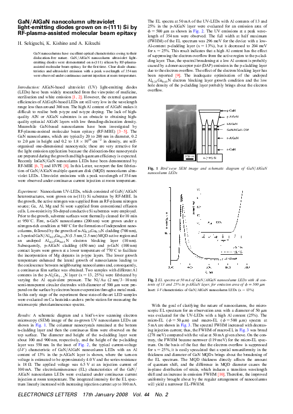 (PDF) GaN/AlGaN Nanocolumn Ultraviolet Light-Emitting Diode Using Double-Layer Graphene as ...